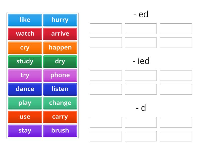 Roadmap A1 unit 8A, regular verbs ending - Group sort
