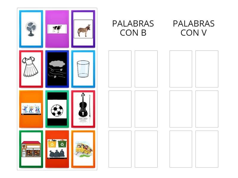 palabras con B y V - Ordenar por grupo