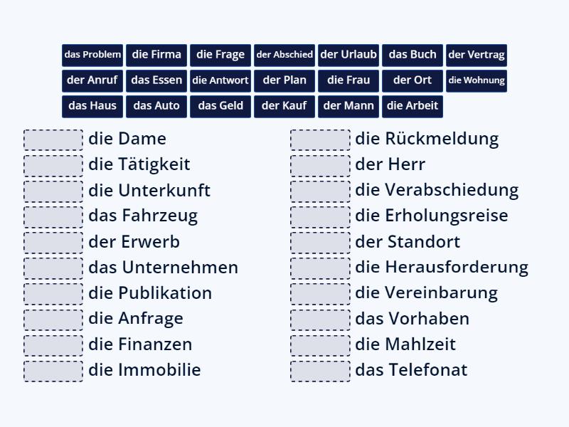 Nomen - informell und formell - Match up