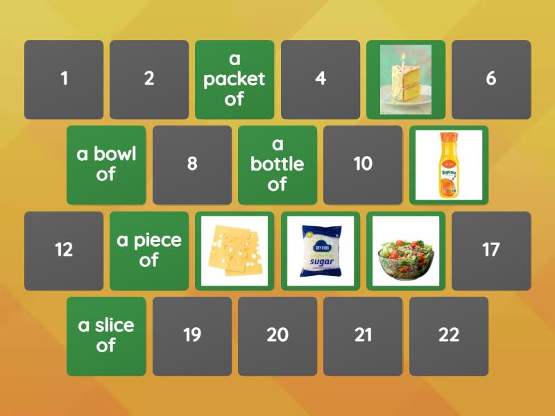 TJ elementary Containers and food - Matching pairs
