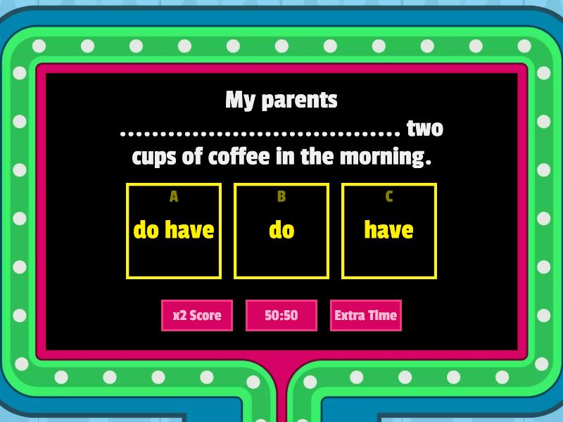 SPEAKOUT A1 - Unit 3B: Grammar / Present simple (have + yes/no questions) - Gameshow quiz