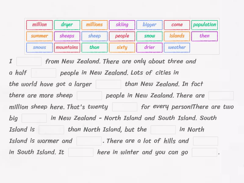 NEW ZEALAND - Complete the sentence