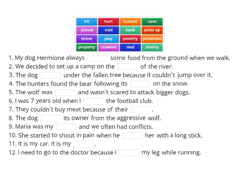 White Fang Unit 4 - Complete the sentence