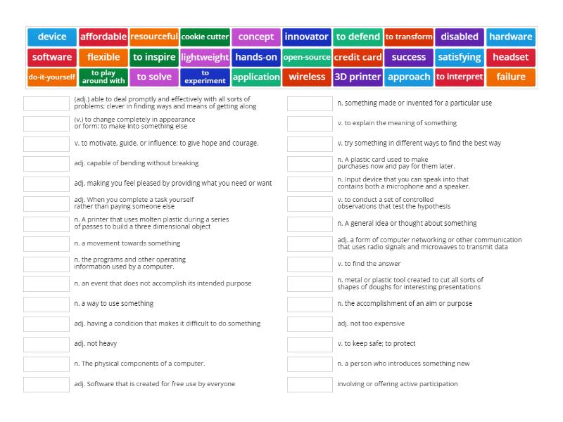 Impact 4 Unit 7 - Vocabulary - Match up