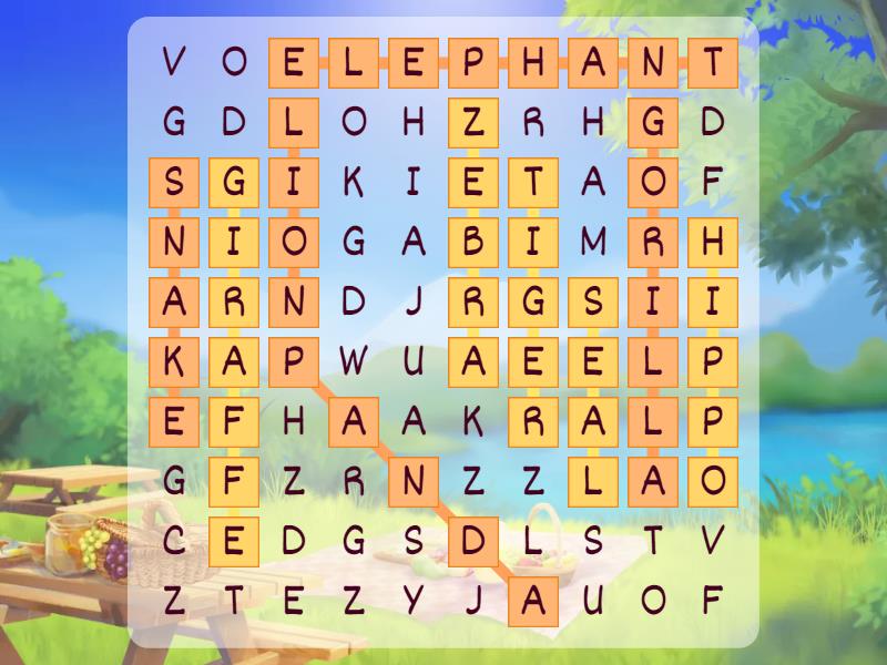 Picture day at the zoo. Animals - Wordsearch