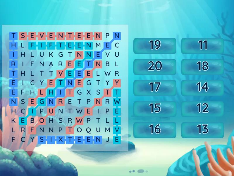 Numbers 11-20 - Wordsearch