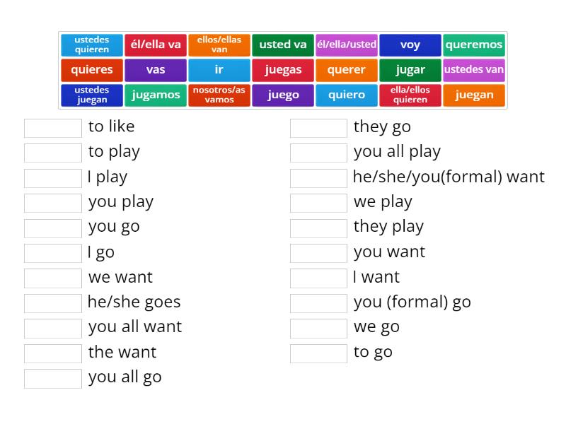 WORDWALL - 6th gr. Chapt. 3 prt.2 (Infinitive conjugation) - Match up