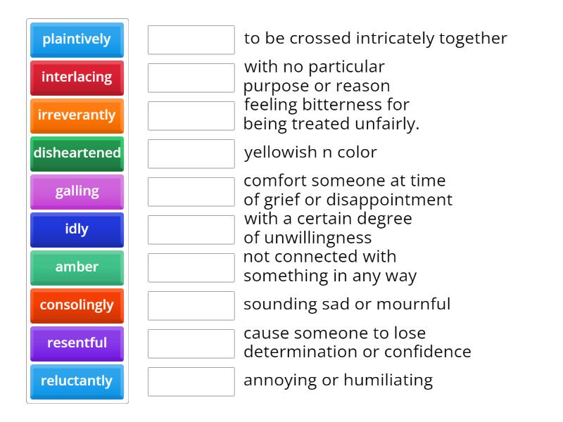 Tuck Everlasting-Chapter 5 Vocabulary - Match up