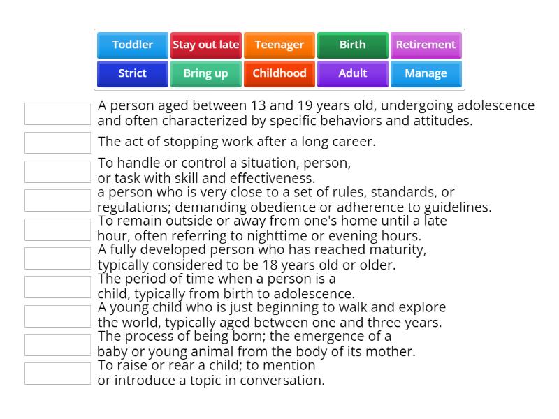life stages - Match up