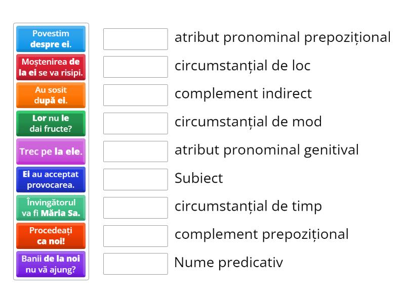 Funcțiile sintactice ale pronumelui personal1 - Match up