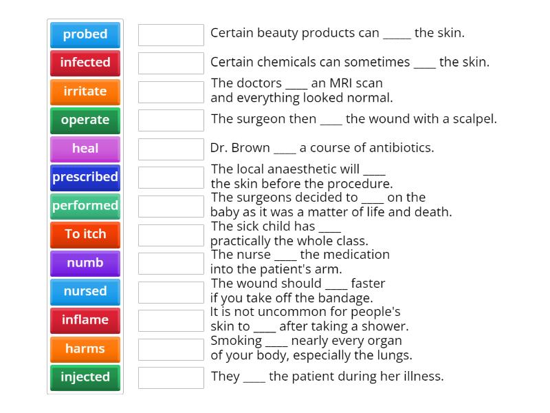 Medical verbs (3) - Match up