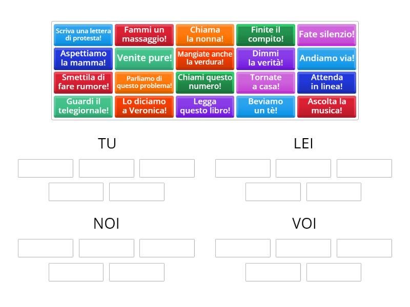 IMPERATIVO TU LEI NOI VOI - Group sort