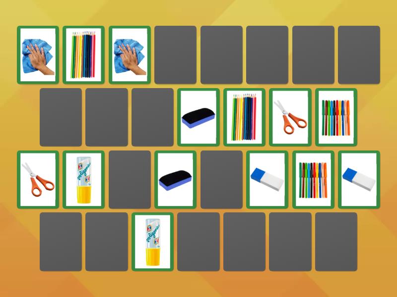 School Objects Memory Game - Matching pairs
