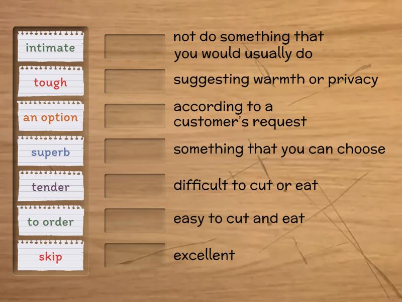 Restaurant review vocab - Match up