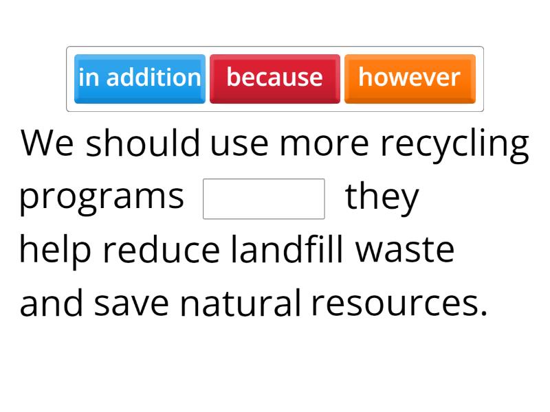 Going green gap filler exercise - Complete the sentence