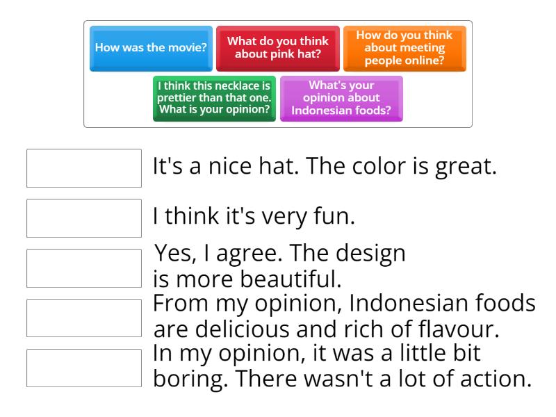 Matching Pairs Asking & Giving Opinion - Match up