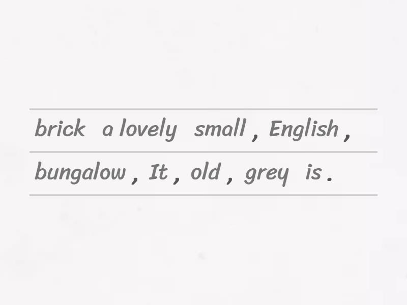Opshacom (opinion, shape, age, colour, origin, material) - Unjumble