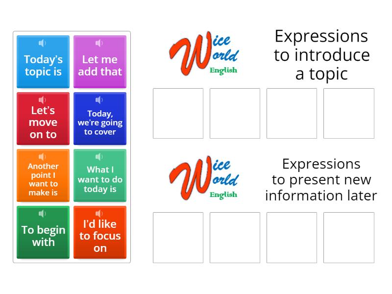 Useful expressions for presentations (1) - Group sort