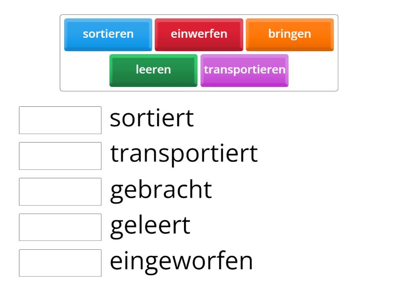 SCHRITTE 4 / LEKTION 10: VERBEN IN PASSIV UND PERFEKT - Match up