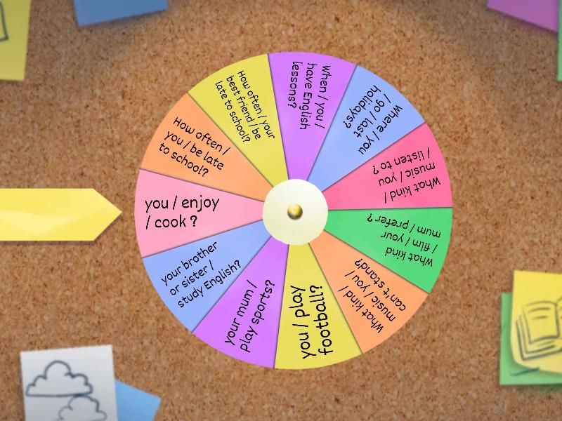Use the prompts to ask questions. - Spin the wheel