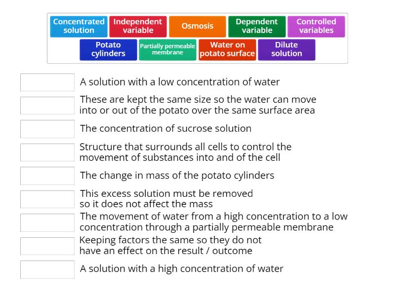 9-1 Osmosis required practical - Match up