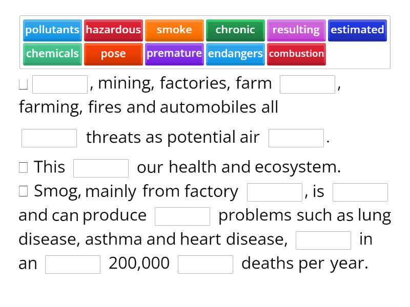 Air Pollution - Complete the sentence