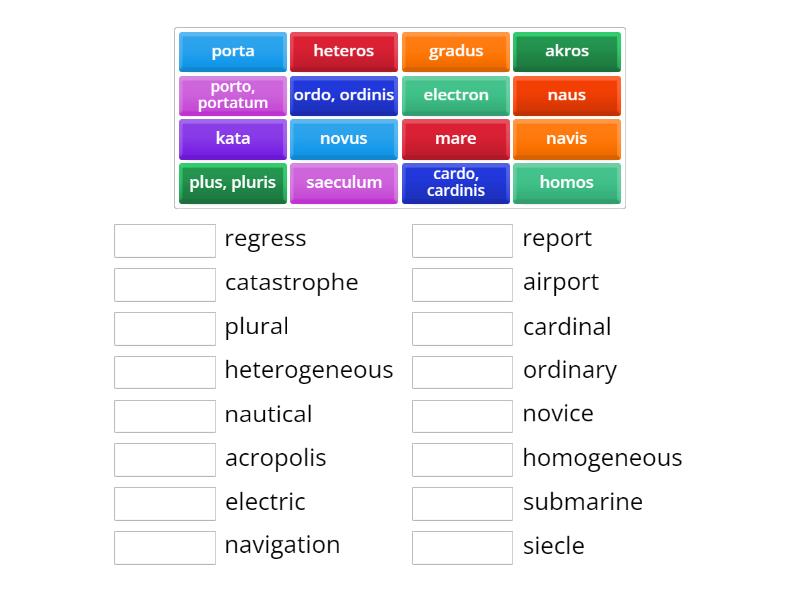 Roots Derivative Words (#50-75) - Match up