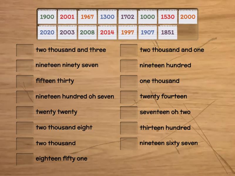 Years - Match up