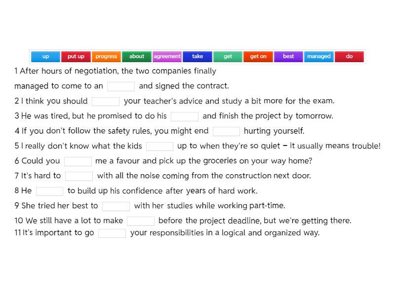 Optimise B1+ Vocab revision - Complete the sentence