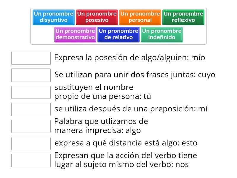 Grammar Pronombres - Match up