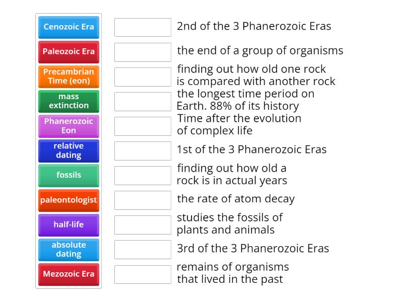 Geologic Time Scale Vocabulary Words - Match up Geologic Time Scale Vocabulary Words - Match up