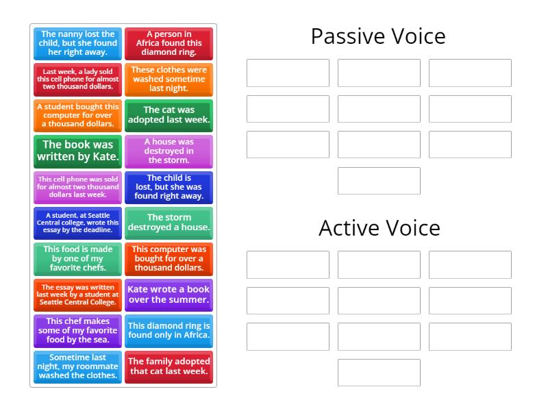 Passive and Active Voice - Group sort