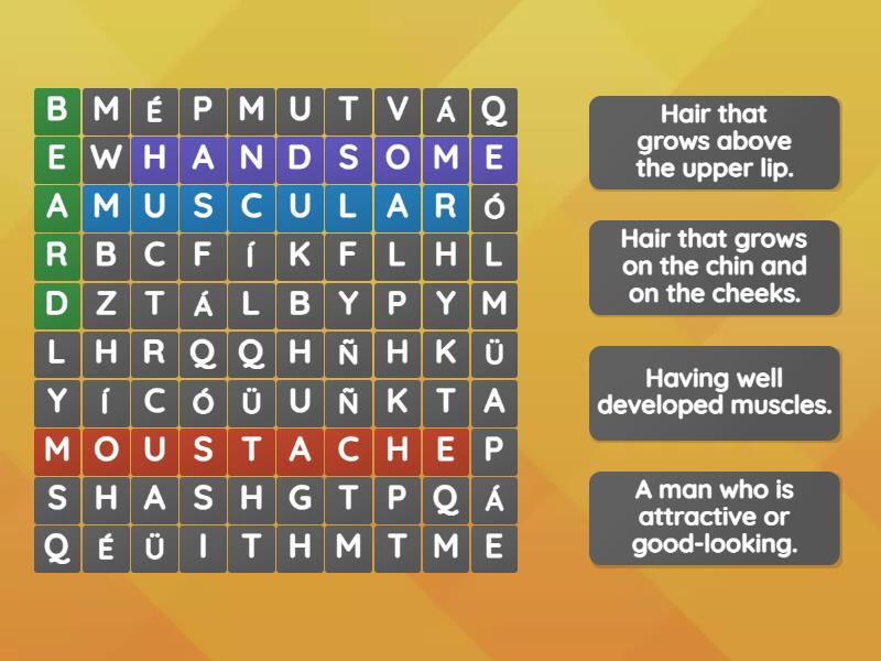 Word search physical appearance and personality - Wordsearch