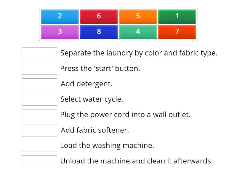 Please match these jumbled steps with the correct numbers in order to ...