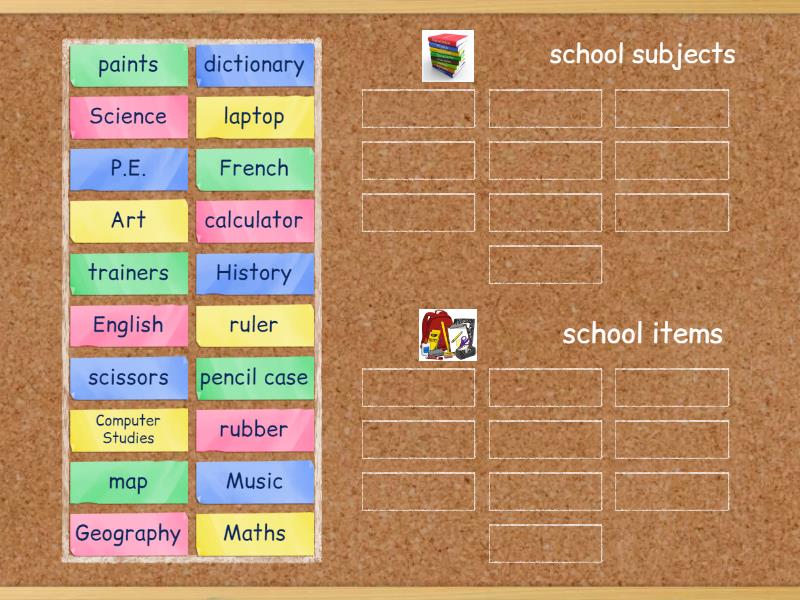 school subjects / items sort - Group sort