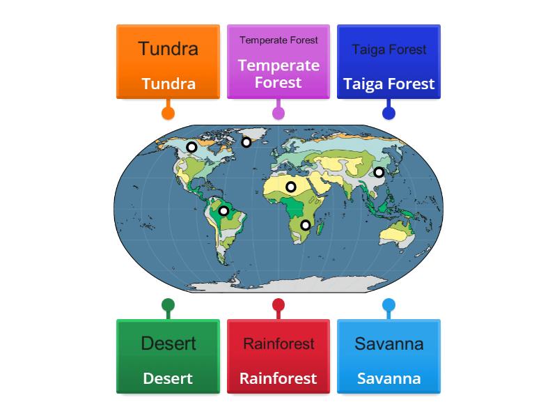 World Biome Map - Labelled diagram