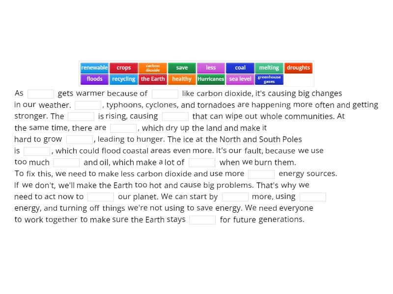 Global Warming - Complete the sentence