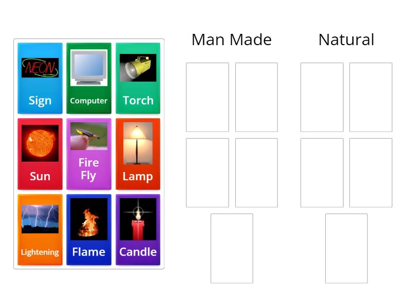 natural / manmade light sources - Group sort