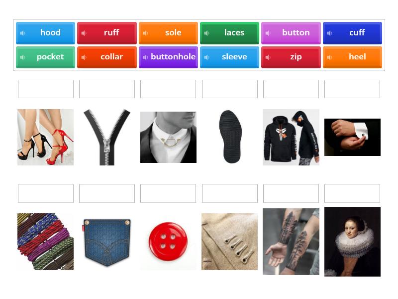 Parts of Clothes and Shoes - Match up