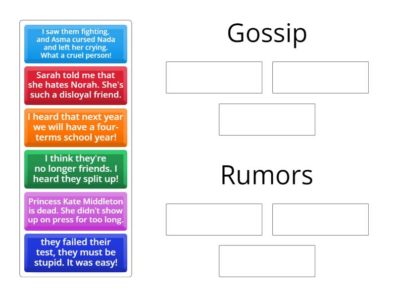 gossip and rumors - Group sort