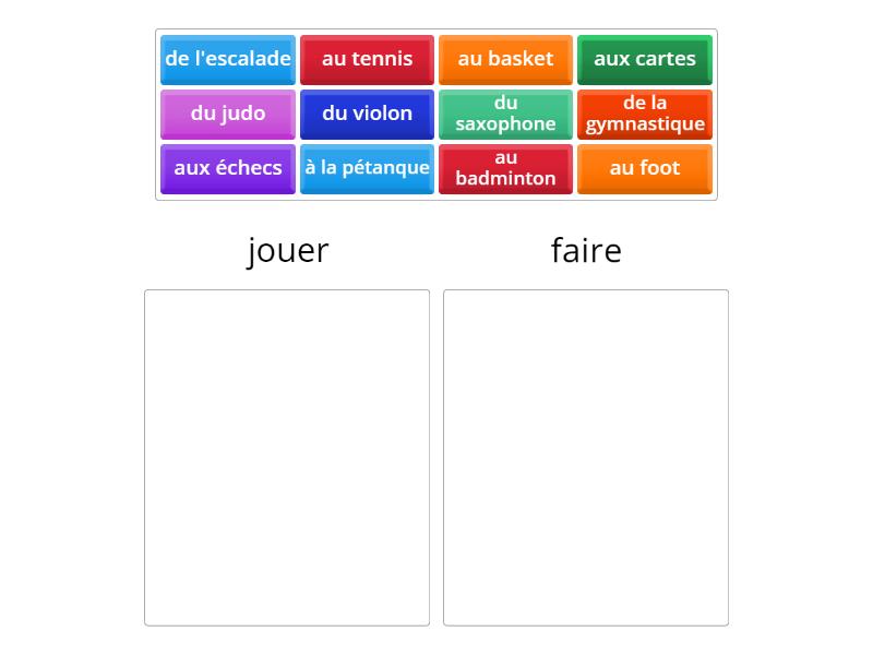 jouer ou faire ? - Categorize