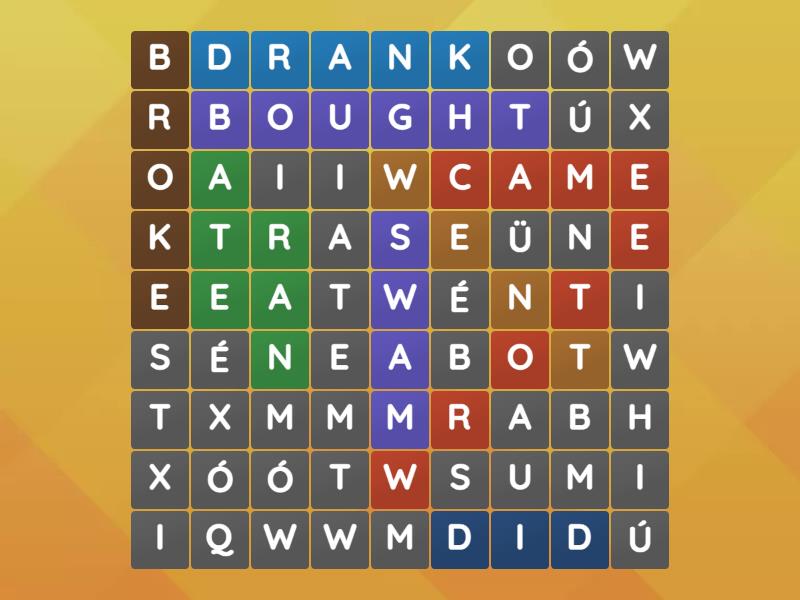 Find the verbs in past simple - Wordsearch