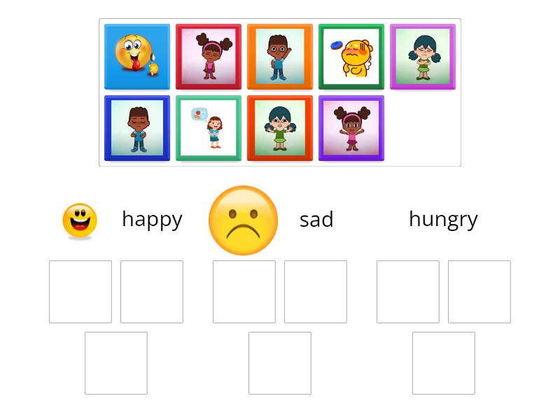 happy sad hungry - Group sort