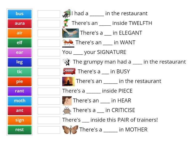 Words within words - Match up