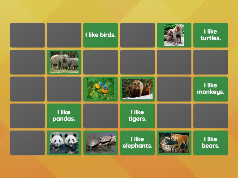 What animals do you like? - Matching pairs