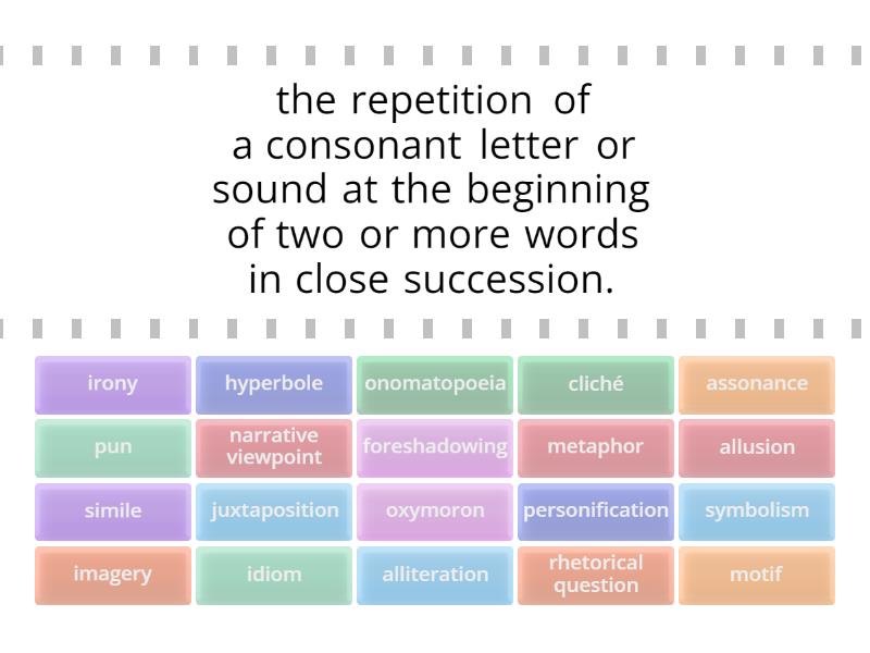 Aesthetic Features and Stylistic Devices - Find the match