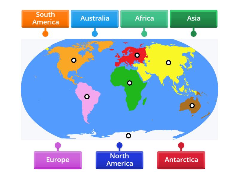 The Seven Continents - Labelled diagram