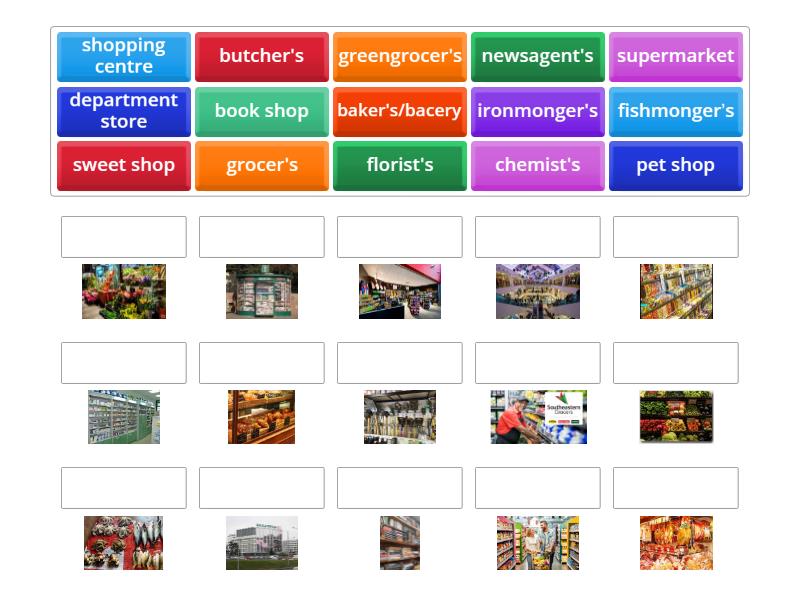 shops and stores - Match up
