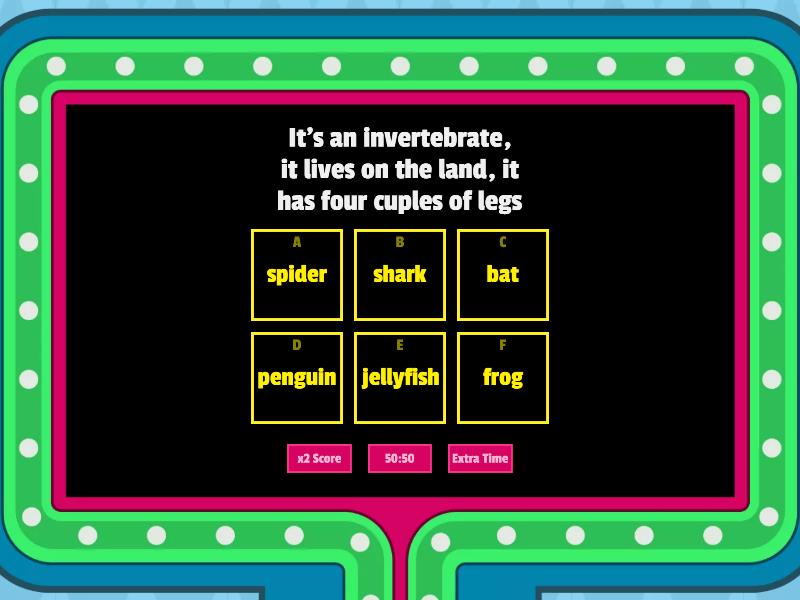 Vertebrates and invertebrates - Gameshow quiz