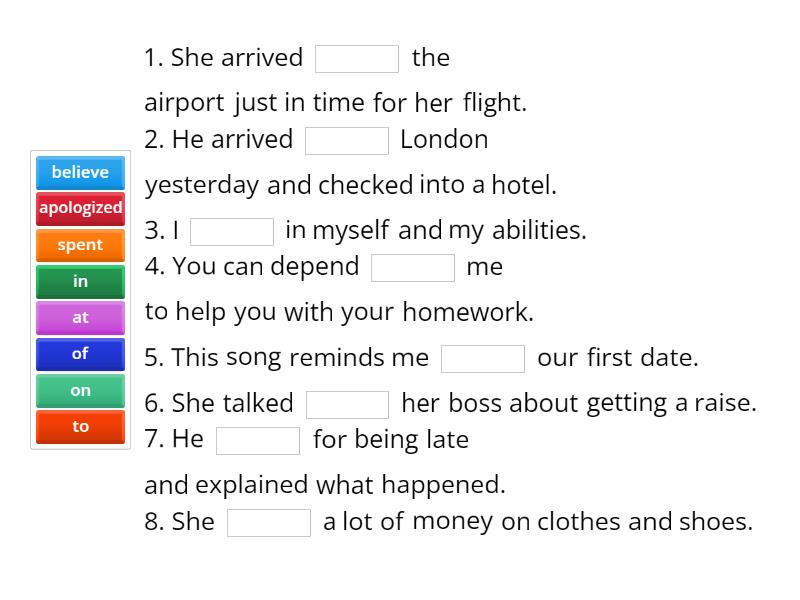 Dependent Prepositions (Verbs) English File Intermediate - Complete the ...